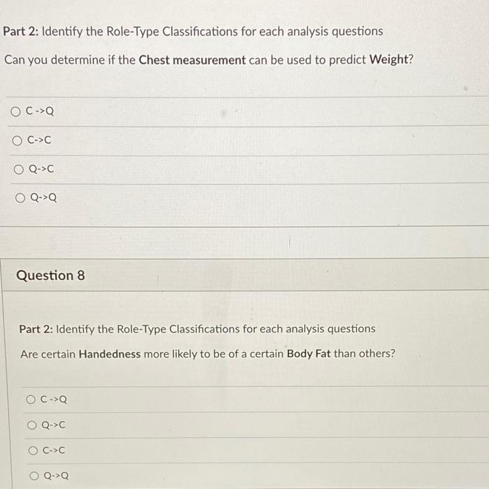 Solved Part 2: Identify the Role-Type Classifications for | Chegg.com