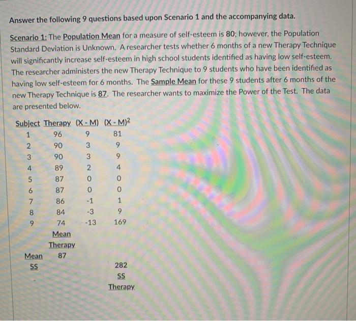 Solved Answer the following 9 questions based upon Scenario | Chegg.com