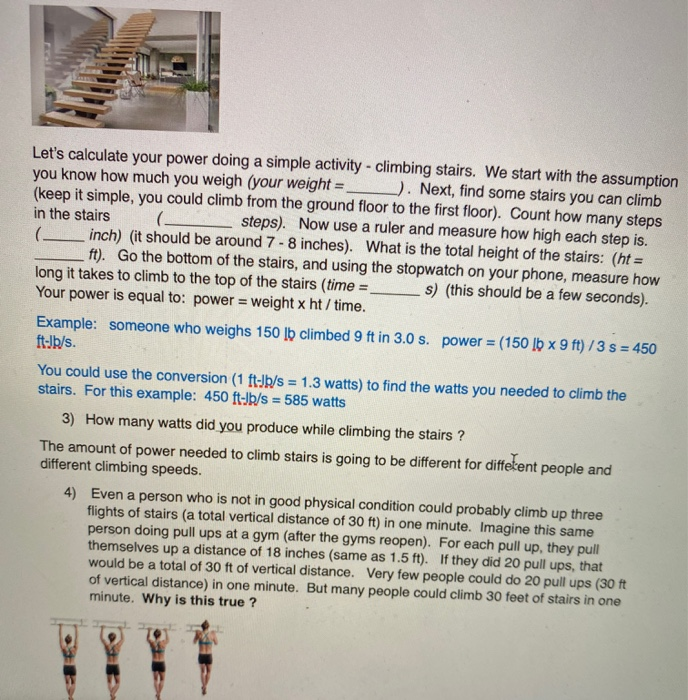 Solved Let's calculate your power doing a simple activity - | Chegg.com