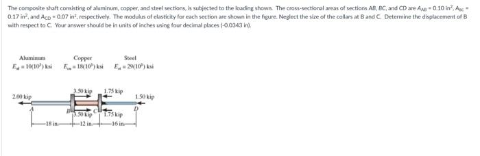 Solved The composite shaft consisting of aluminum, copper, | Chegg.com