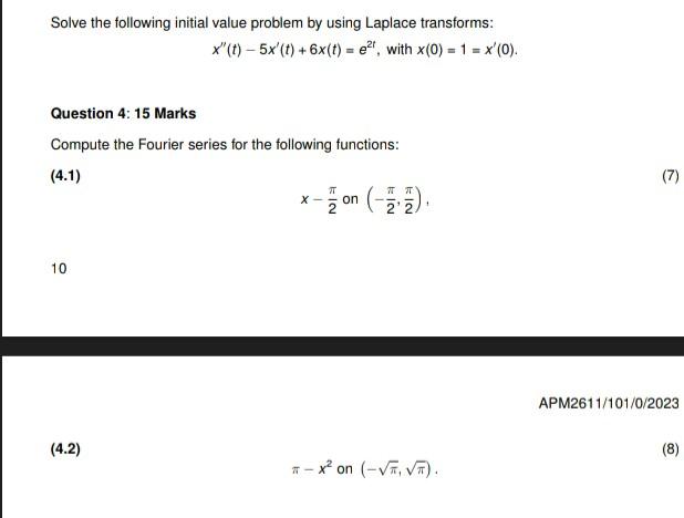 Solved Solve the following initial value problem by using | Chegg.com