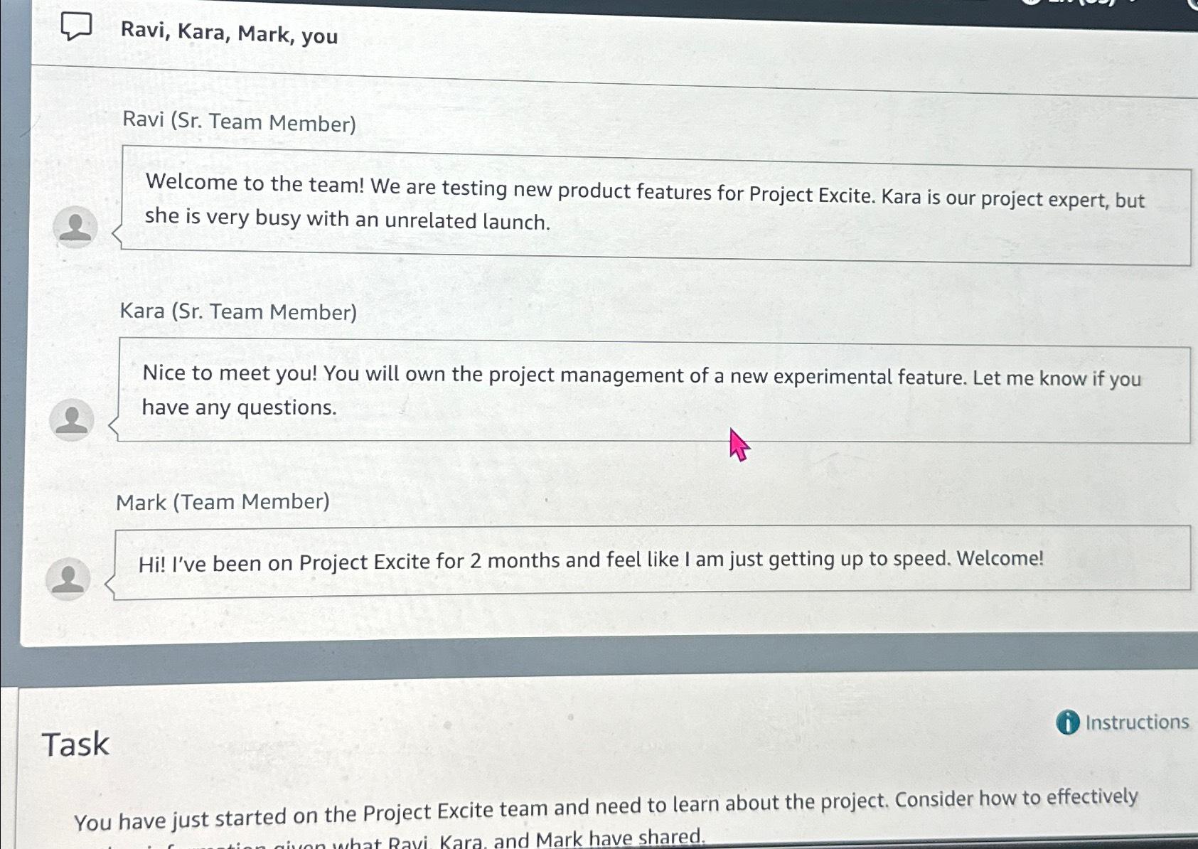 Solved Ravi, Kara, Mark, youRavi (Sr. ﻿Team Member)Welcome | Chegg.com