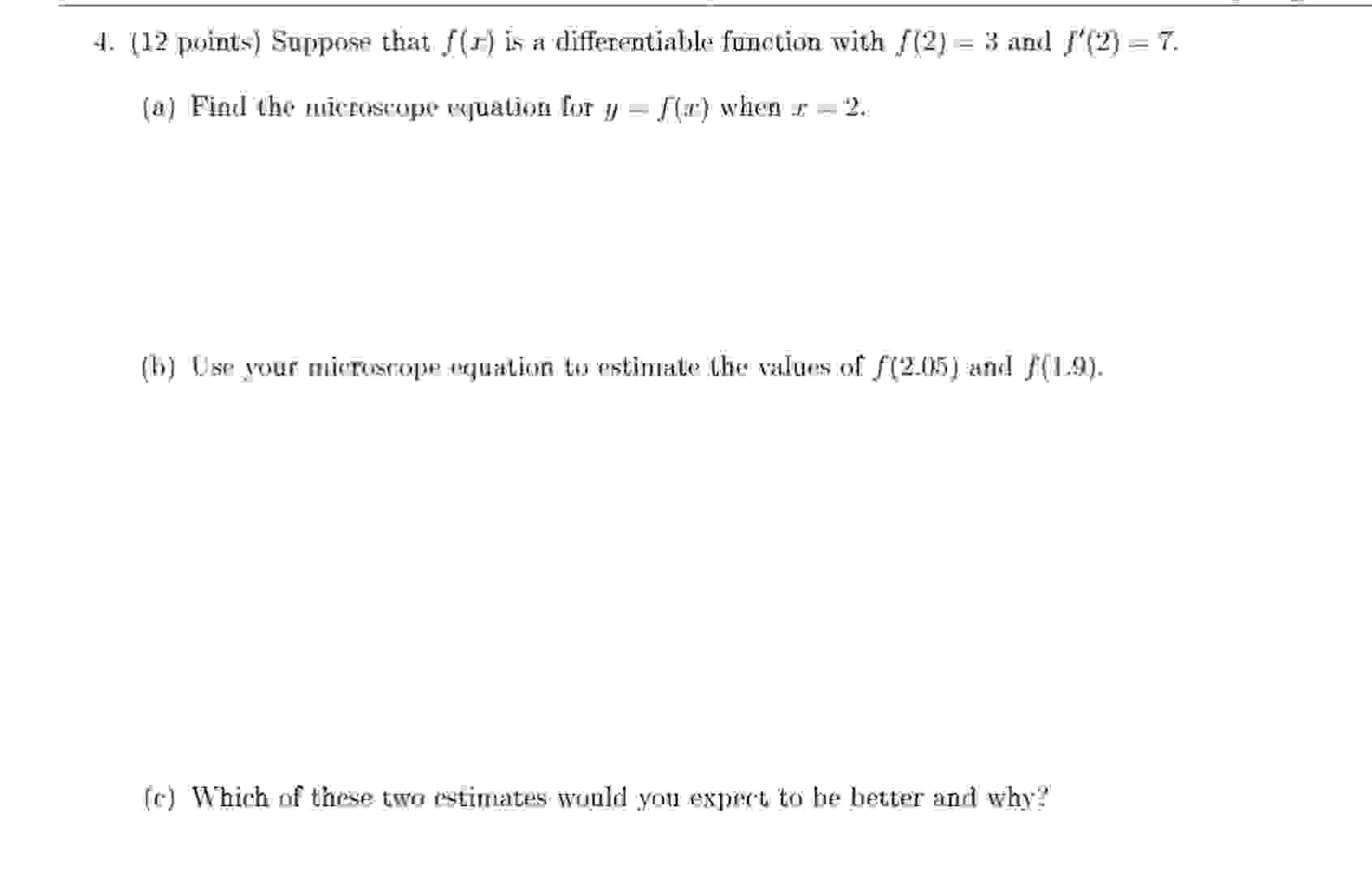 Solved (12 ﻿points) ﻿Suppose that f(x) ﻿is a differentiable | Chegg.com