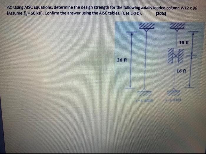 Solved P2: Using AISC Equations, determine the design | Chegg.com