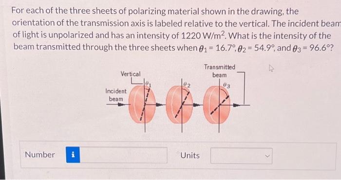 Solved For each of the three sheets of polarizing material | Chegg.com
