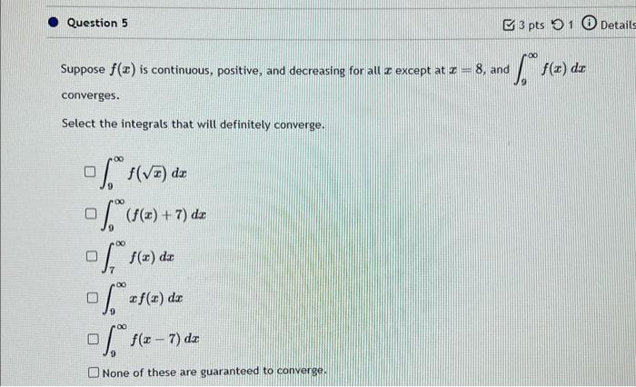 Solved Suppose f(x) is continuous, positive, and decreasing | Chegg.com