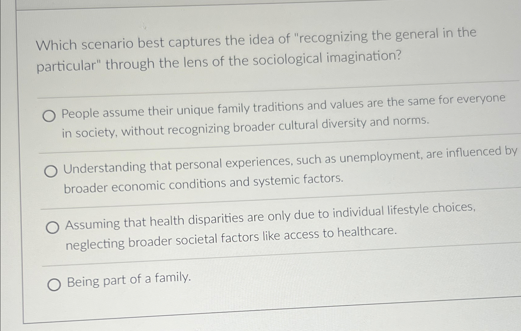 Solved Which scenario best captures the idea of "recognizing | Chegg.com