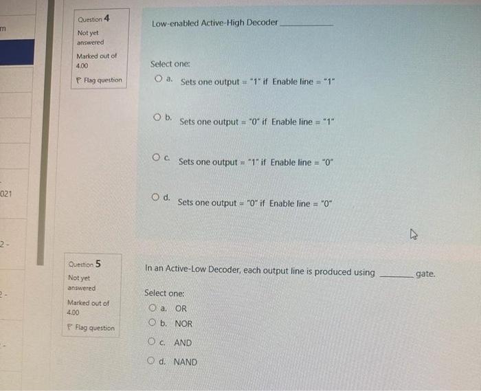 Solved Low-enabled Active-High Decoder Select one: a. Sets | Chegg.com