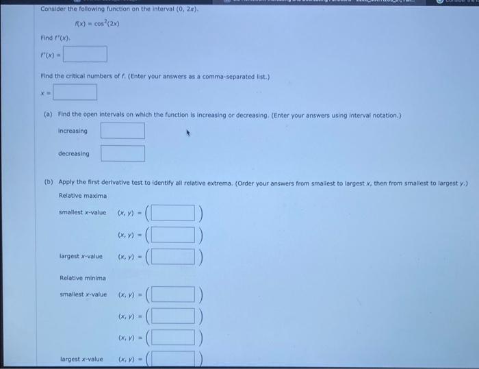 Solved Consider the following function on the intervat | Chegg.com