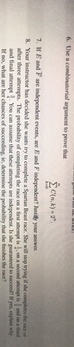 Solved LES 6. Use a combinatorial argument to prove that | Chegg.com