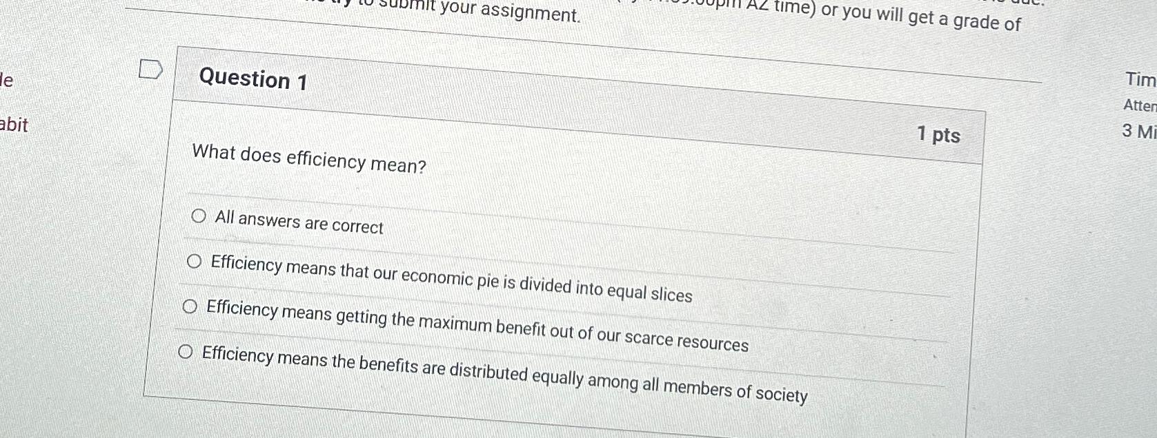 Solved Question 11 ﻿ptsWhat does efficiency mean?All answers | Chegg.com