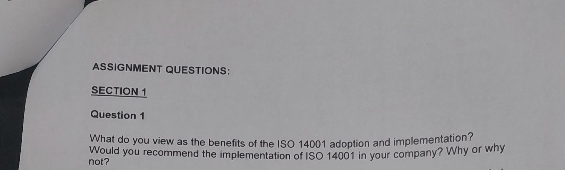 Solved ASSIGNMENT QUESTIONS: SECTION 1 Question 1 What do | Chegg.com