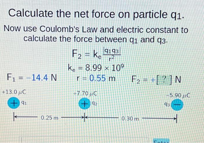 Solved Calculate the net force on particle q1. Now use | Chegg.com