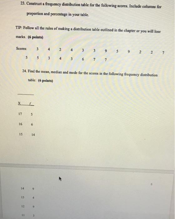 Solved 23. Construct a frequency distribution table for the | Chegg.com