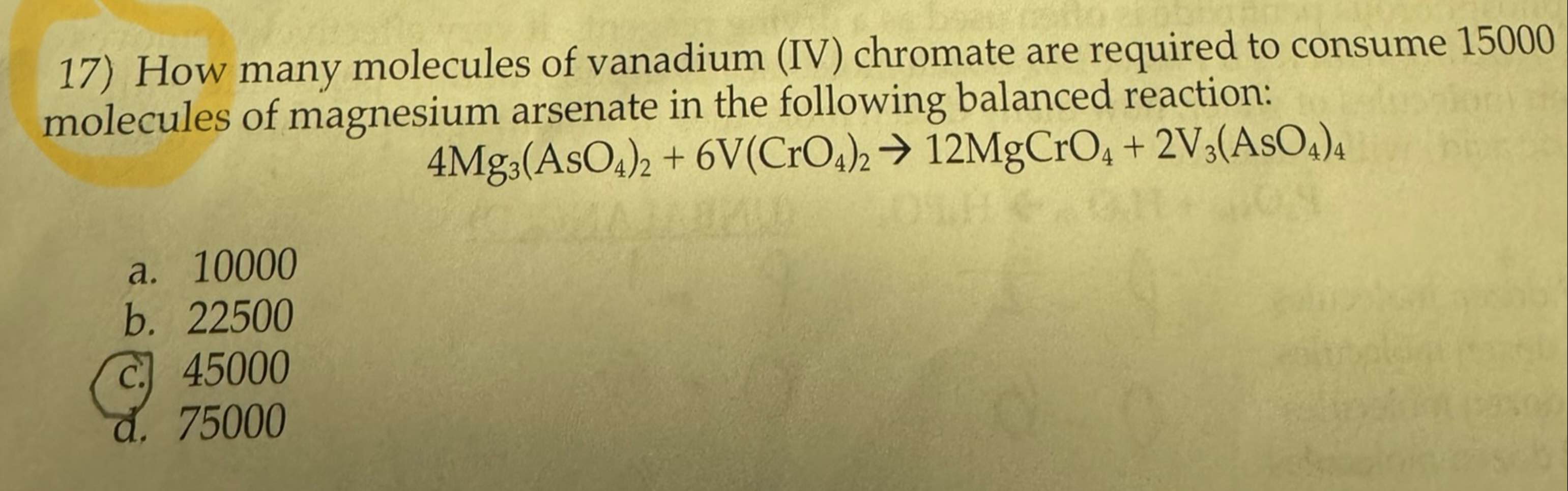 Solved How many molecules of vanadium (IV) ﻿chromate are | Chegg.com