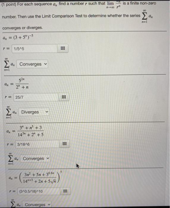Solved (1 point) For each sequence a, find a number r such | Chegg.com