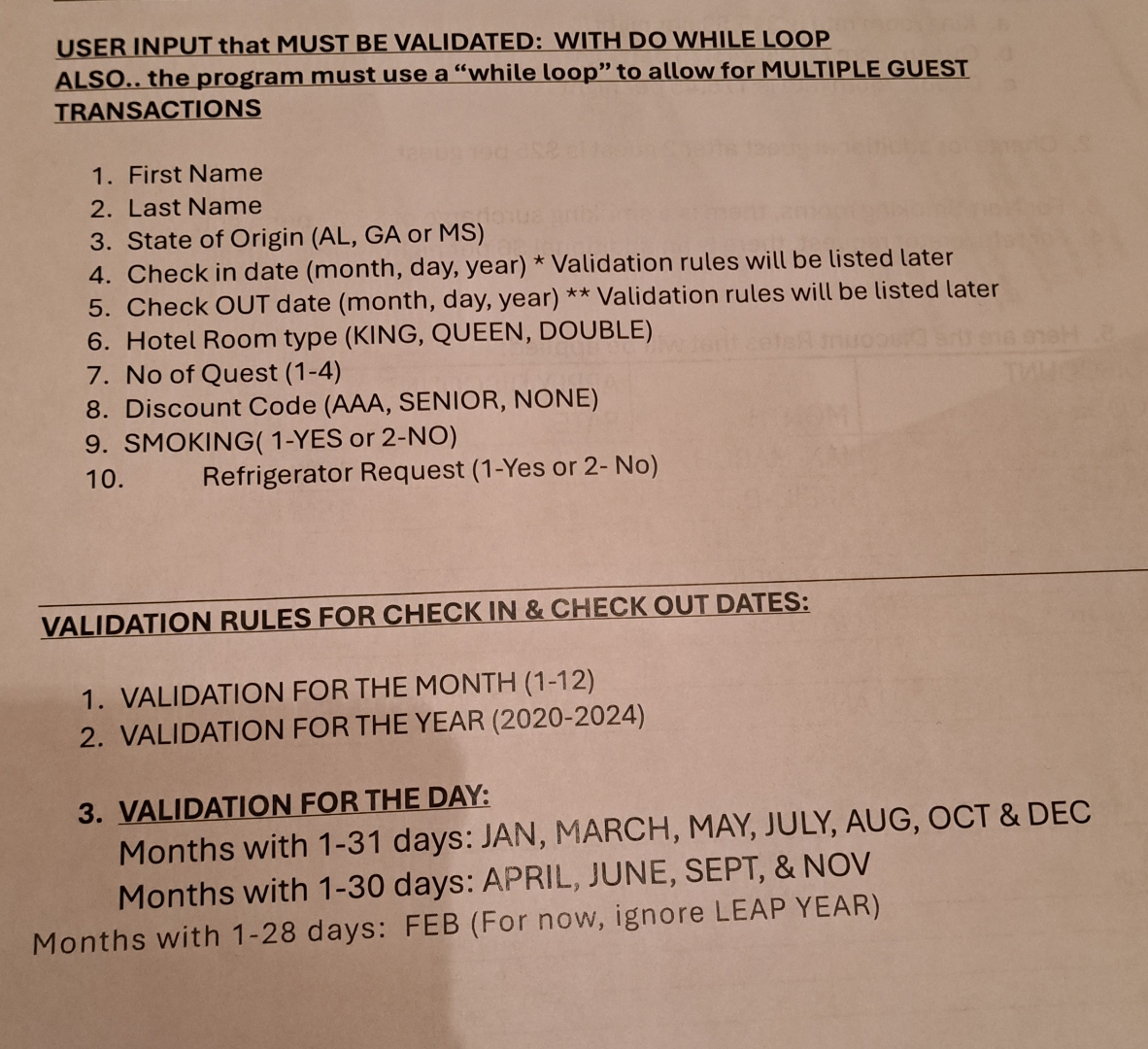 Solved How to solve USER INPUT that MUST BE VALIDATED: WITH | Chegg.com