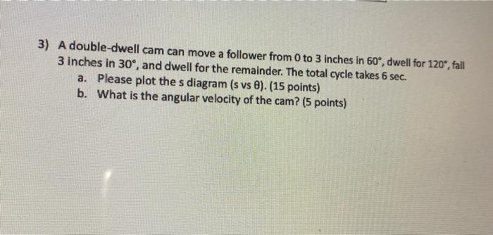 Solved 3) A double-dwell cam can move a follower from 0 to 3 | Chegg.com