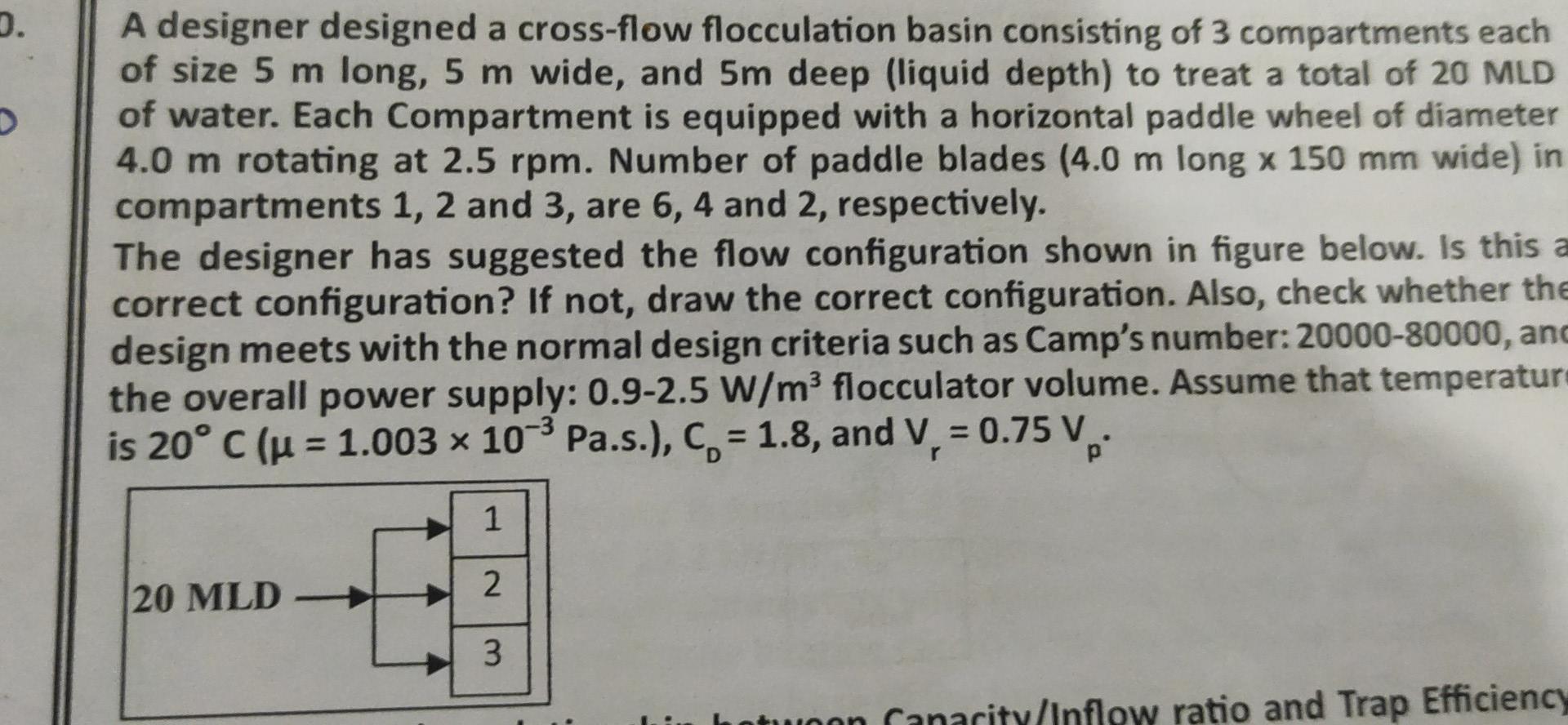 Solved A designer designed a cross-flow flocculation basin | Chegg.com