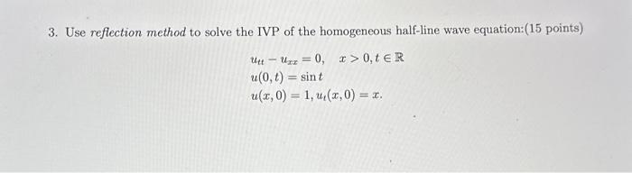 Solved 3. Use reflection method to solve the IVP of the | Chegg.com