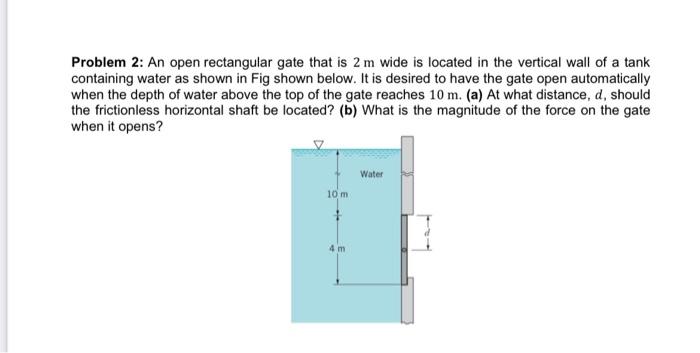 Solved Problem 2: An open rectangular gate that is 2 m wide | Chegg.com