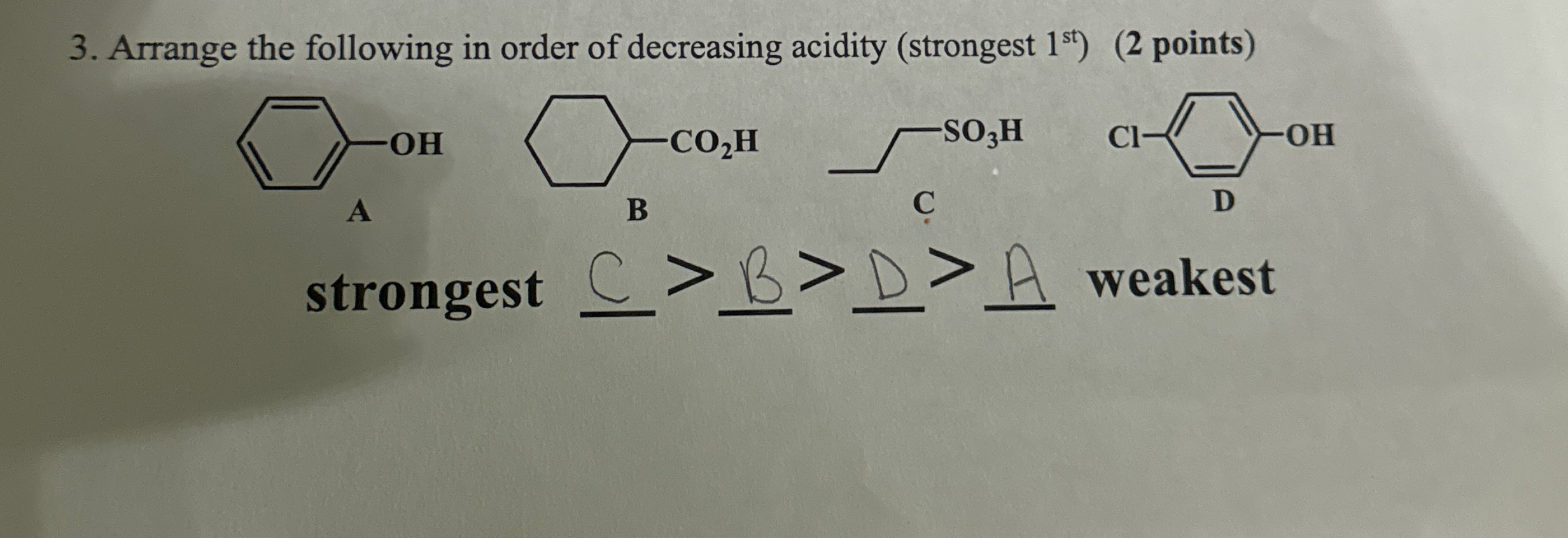 Solved Arrange the following in order of decreasing acidity | Chegg.com
