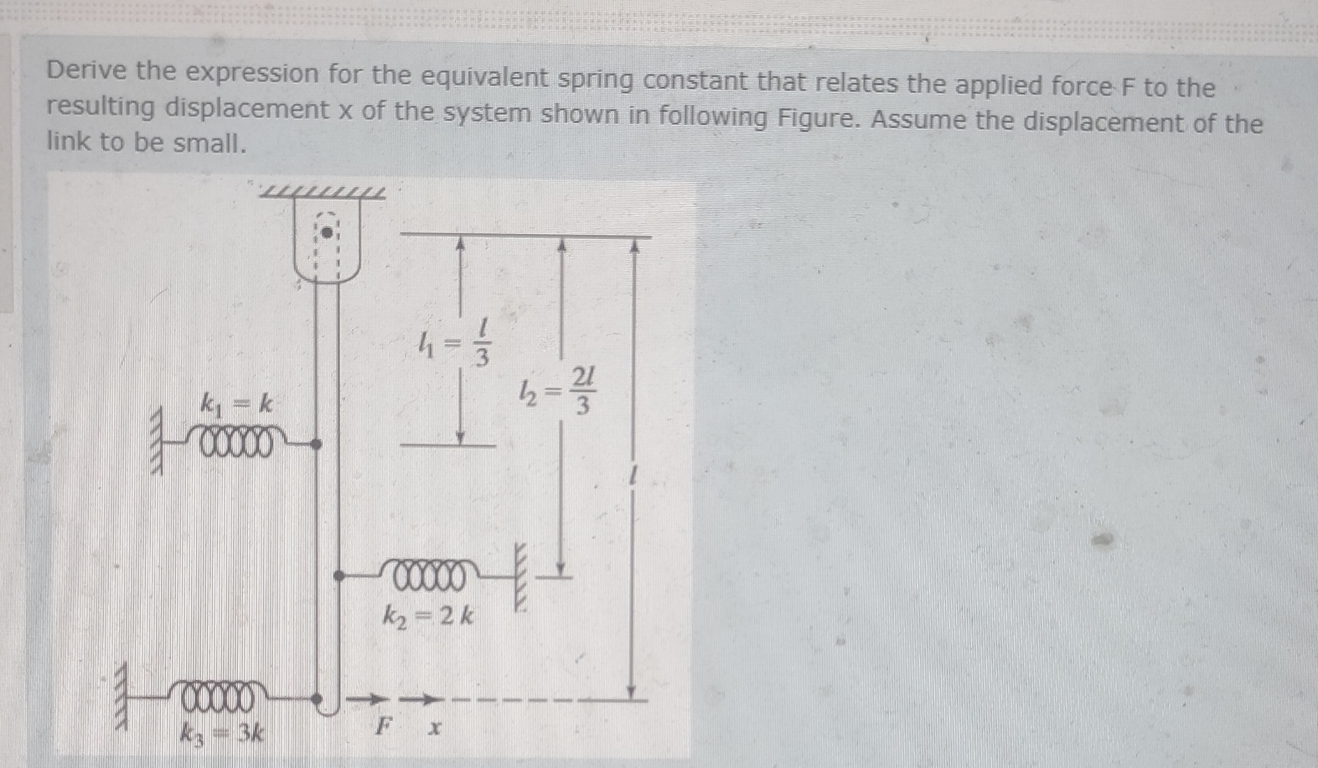 Solved Derive the expression for the equivalent spring | Chegg.com