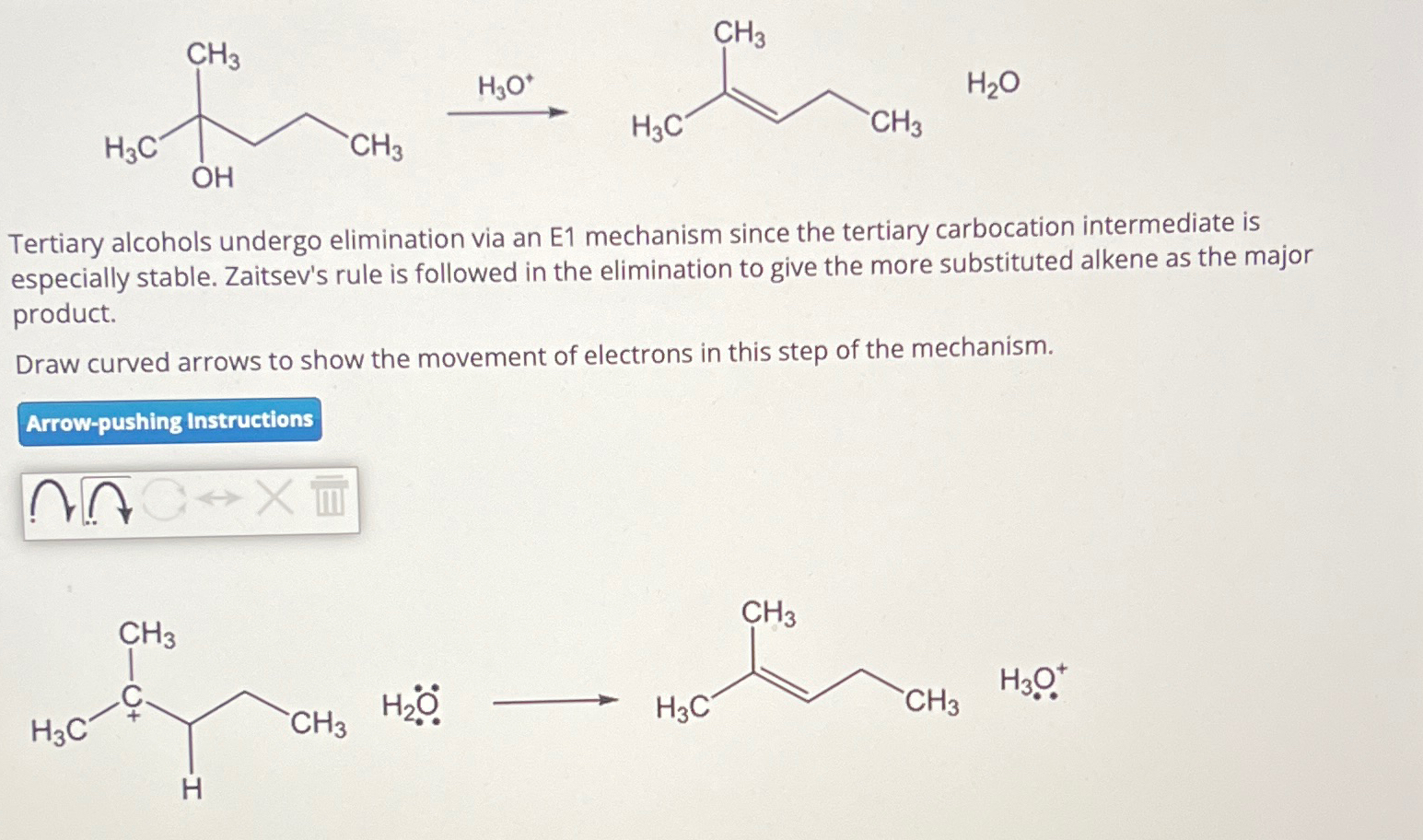 Solved Tertiary alcohols undergo elimination via an E1 | Chegg.com