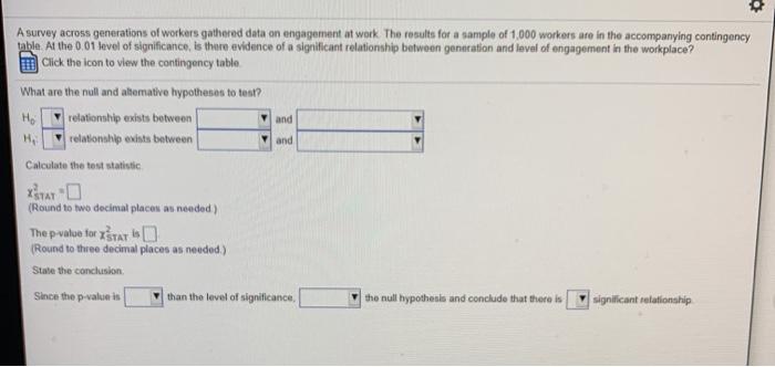 Solved A survey across generations of workers gathered data | Chegg.com