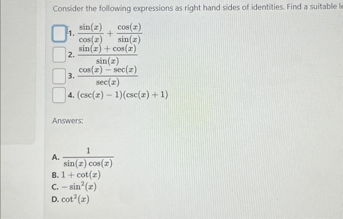 Solved Consider the following expressions as right hand | Chegg.com