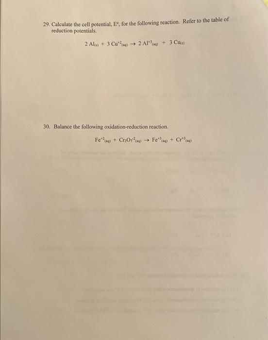 29 Calculate The Cell Potential E∘ For The