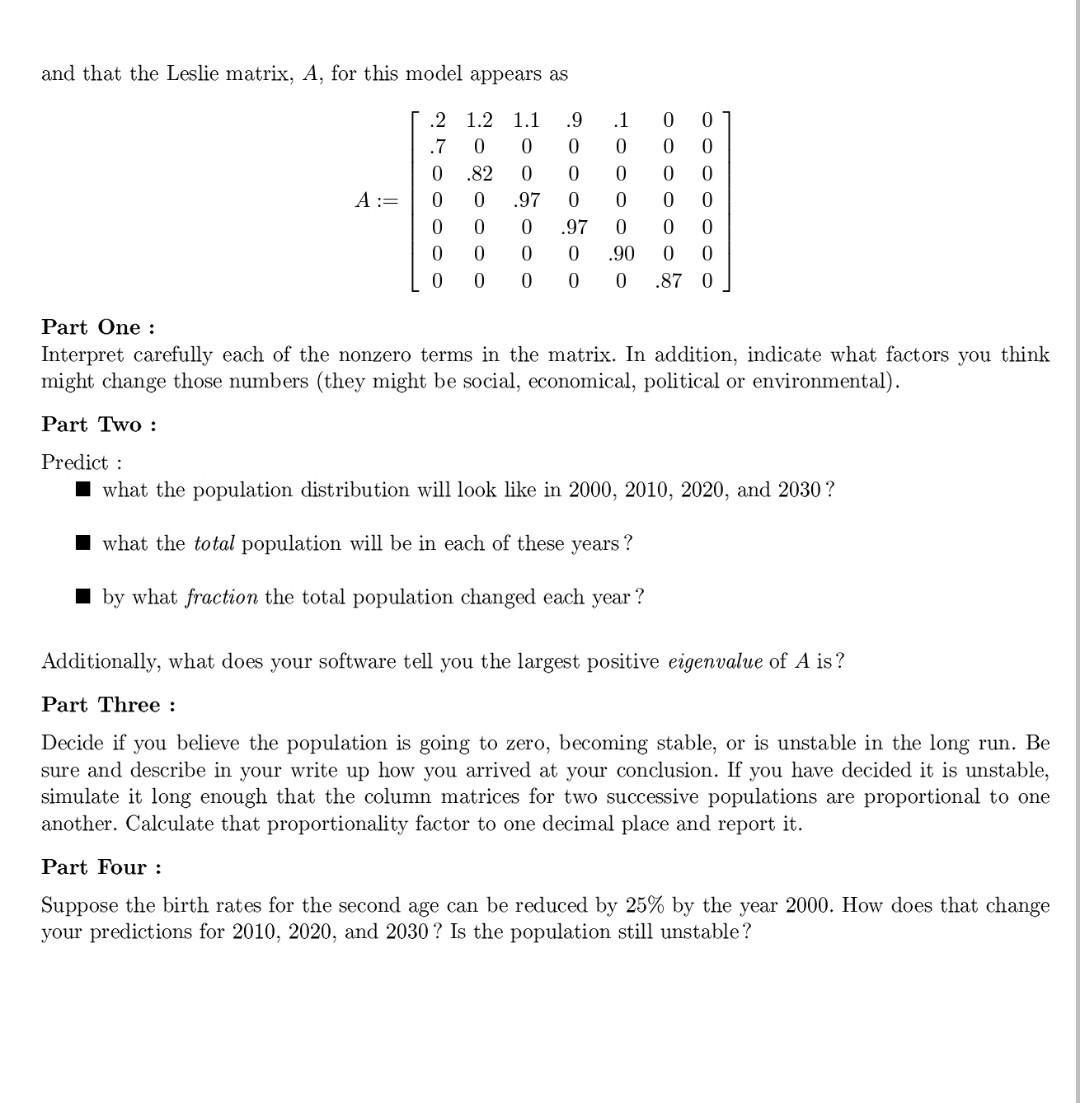 Solved This project is about population modeling and how | Chegg.com