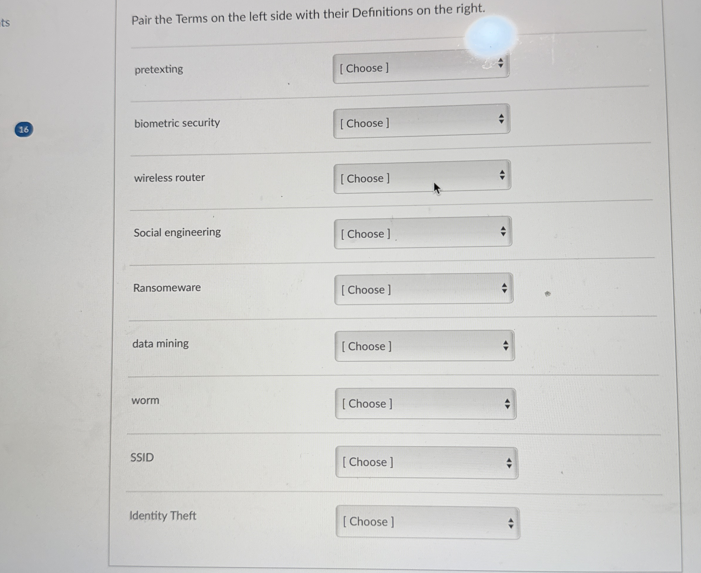 Solved Pair the Terms on the left side with their | Chegg.com