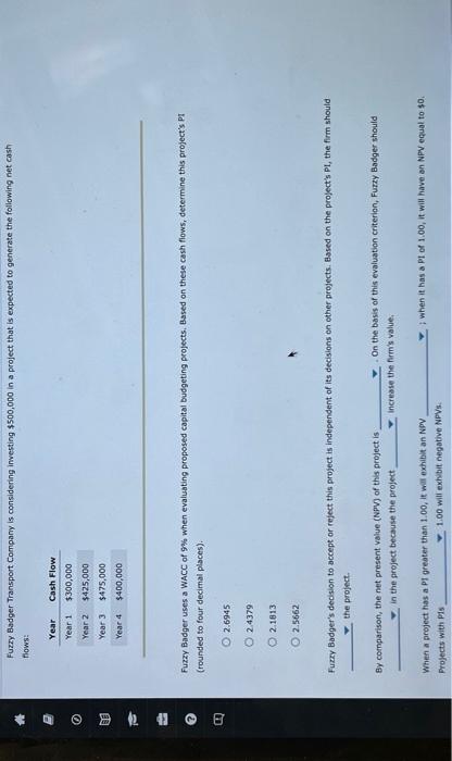 Solved Fuzzy Badger Transport Company is considering | Chegg.com