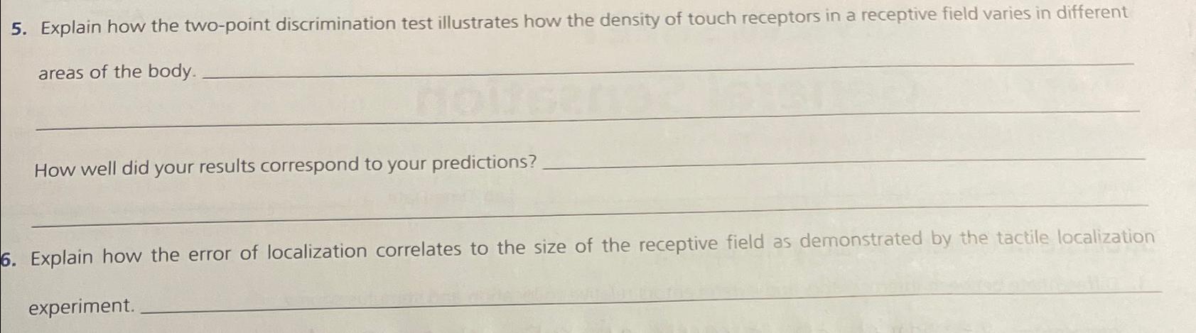 Solved Explain how the two-point discrimination test | Chegg.com