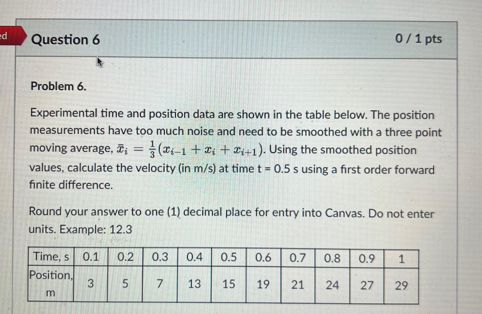 Solved Question 601 ﻿ptsProblem 6.Experimental time and | Chegg.com