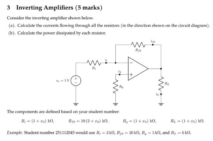 Solved 3 Inverting Amplifiers (5 marks) Consider the | Chegg.com