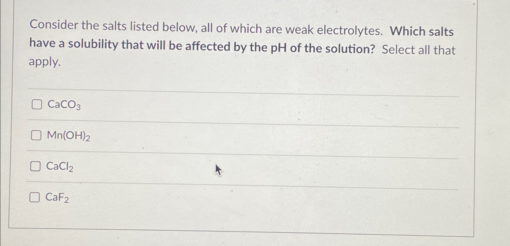 Solved Consider the salts listed below, all of which are | Chegg.com