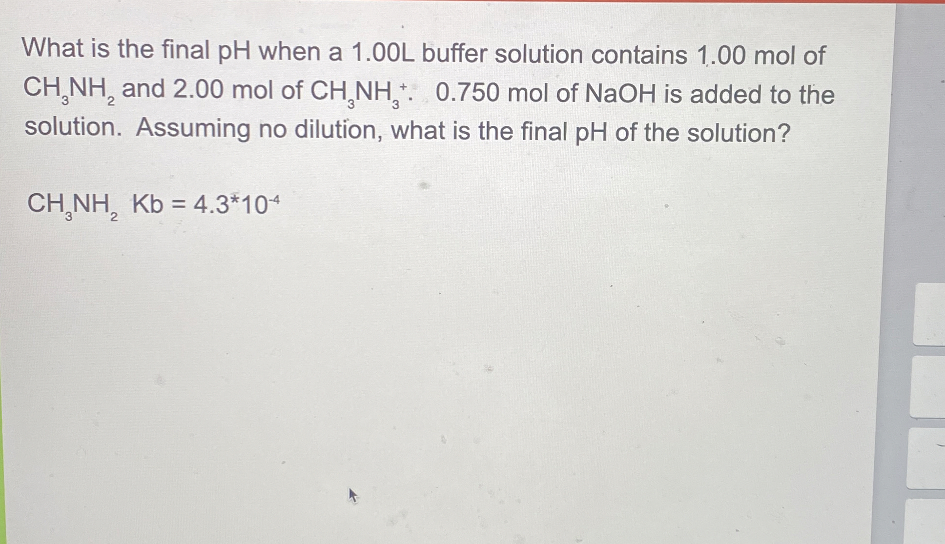 Solved What is the final pH when a 1.00 ﻿L buffer solution | Chegg.com
