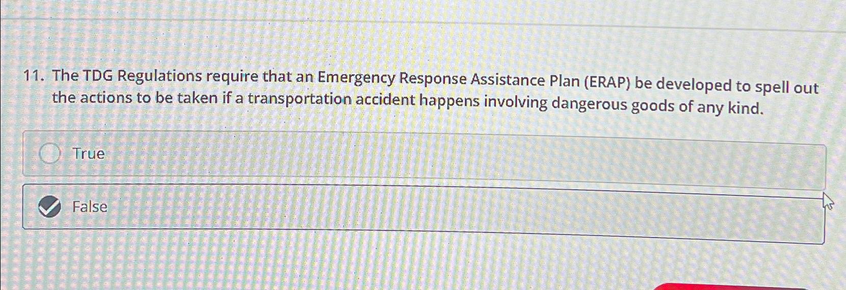 Solved The TDG Regulations require that an Emergency | Chegg.com