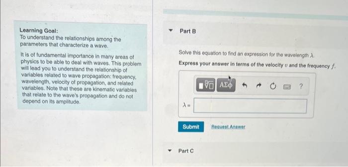 Solved Learning Goal: Part B To understand the relationships | Chegg.com
