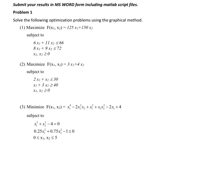 Solved Submit your results in MS WORD form including matlab | Chegg.com