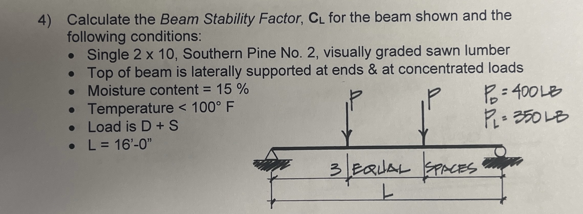 Solved Calculate the Beam Stability Factor, CL ﻿for the beam | Chegg.com