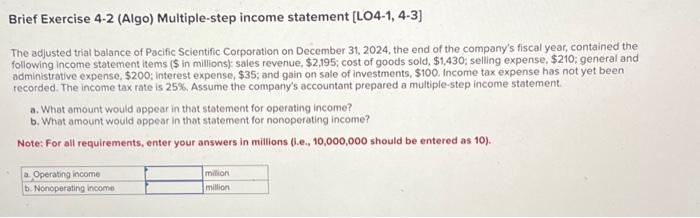 Solved Brief Exercise 4-2 (Algo) Multiple-step income | Chegg.com