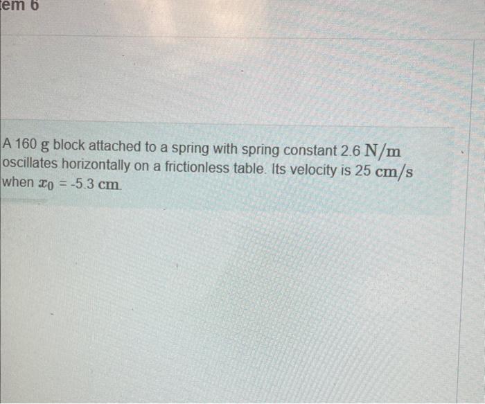 Solved A 160 g block attached to a spring with spring | Chegg.com