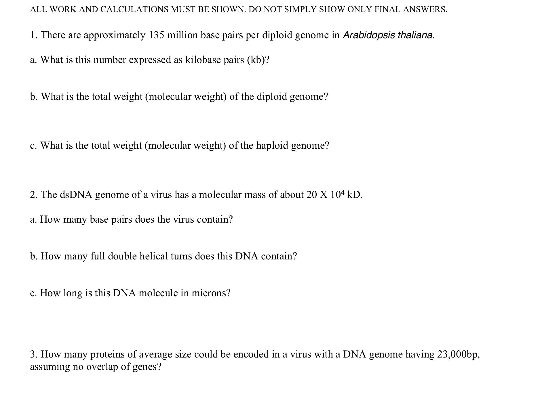 Solved ALL WORK AND CALCULATIONS MUST BE SHOWN. DO NOT | Chegg.com