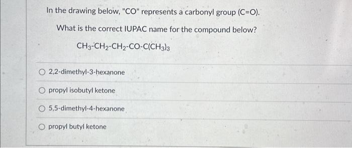 Solved In the drawing below, " CO " represents a carbonyl | Chegg.com