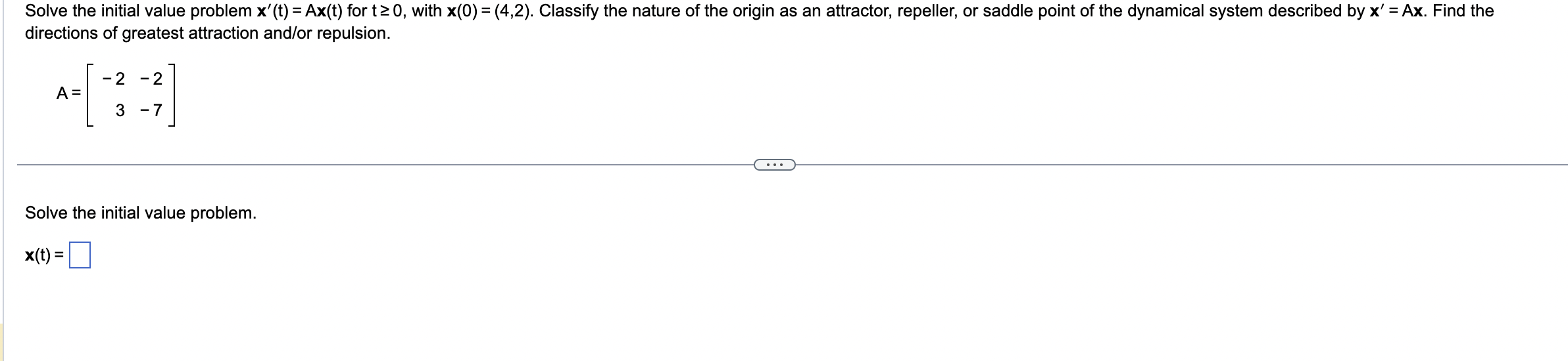 Solved Solve the initial value problem x'(t)=Ax(t) ﻿for t≥0, | Chegg.com