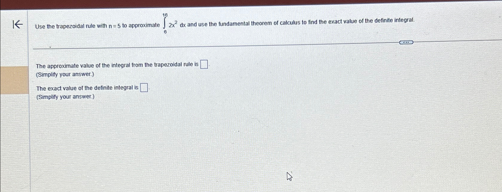 Use the trapezoidal rule with n=5 ﻿to approximate | Chegg.com