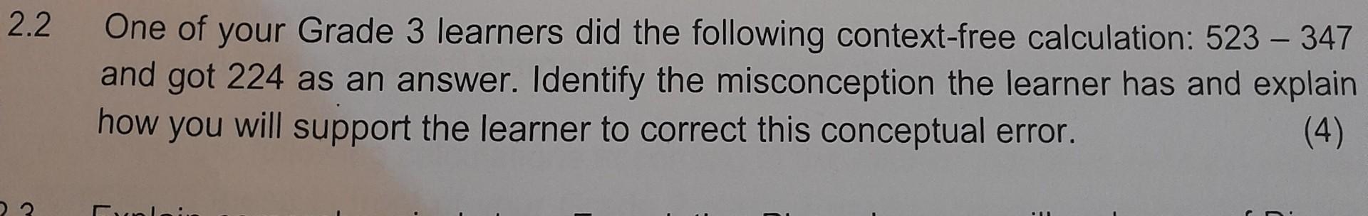 Solved 2 One of your Grade 3 learners did the following | Chegg.com